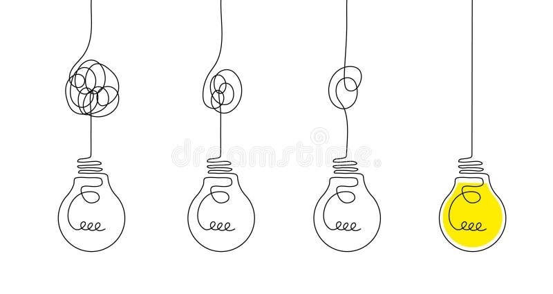 One Line Drawing of Ceiling Hanging Lamps Vector, Symbolizing the ...
