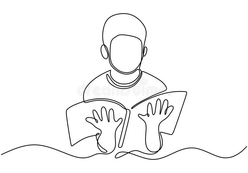 One Line Drawing of a Child Reading, Design for Learning and Growth ...