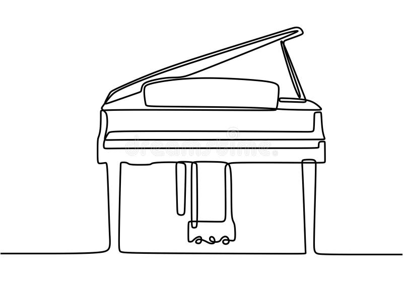 One Line Drawing Classical Piano. Continuous Line Art Hand Drawn Music ...