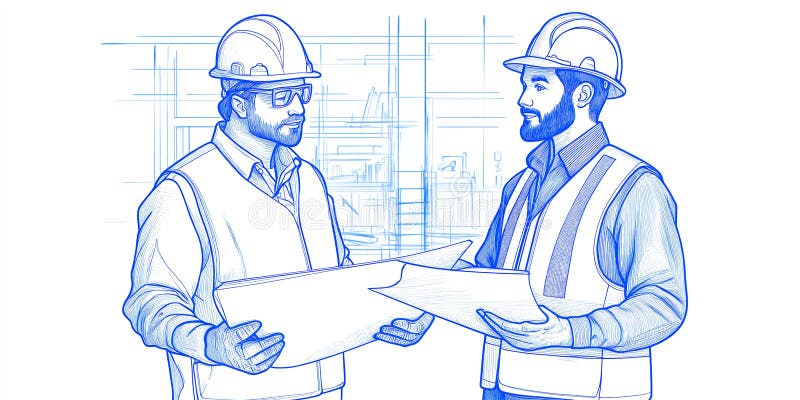 One-line Drawing of a Construction Professional Giving Directions and ...