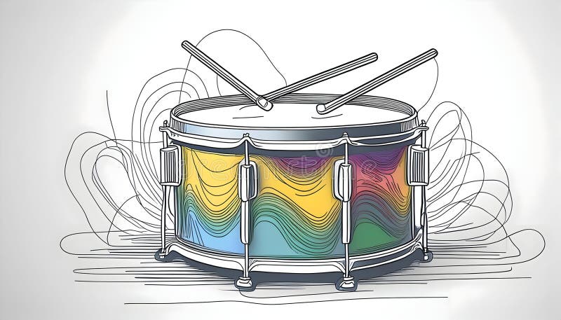 One Line Drawing and Continue for Colorful Drump Sketch on Digital Art ...