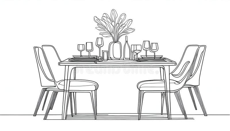 Dining Room Line Drawing Stock Illustrations – 1,188 Dining Room Line ...