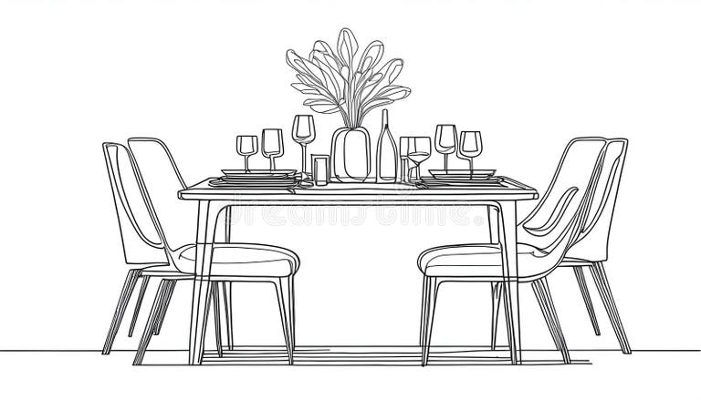Dining Table Line Art Stock Illustrations – 4,139 Dining Table Line Art ...