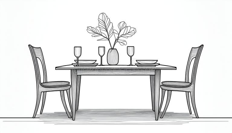 Dining Table Line Art Stock Illustrations – 4,139 Dining Table Line Art ...