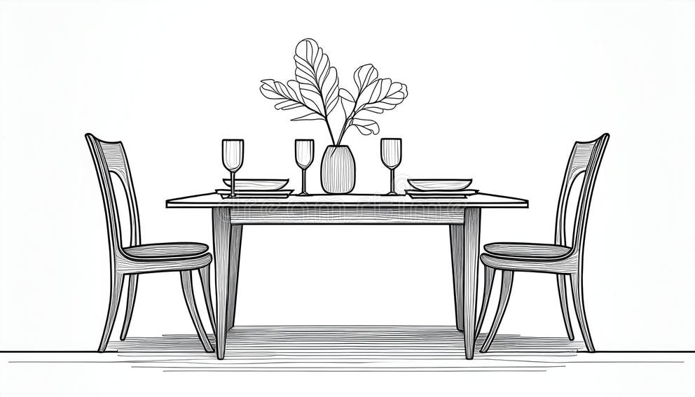 Dining Table Line Art Stock Illustrations – 4,139 Dining Table Line Art ...