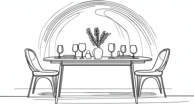 Dining Table Line Art Stock Illustrations – 4,139 Dining Table Line Art ...