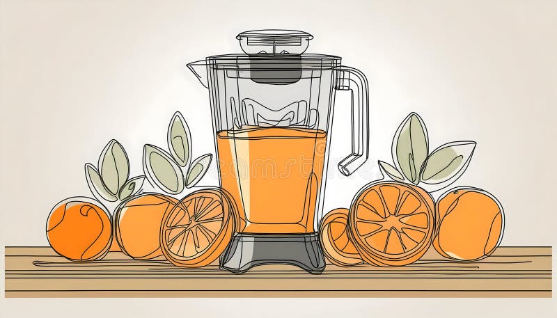 One Line Drawing and Continue for Juicer on Digital Art Concept ...