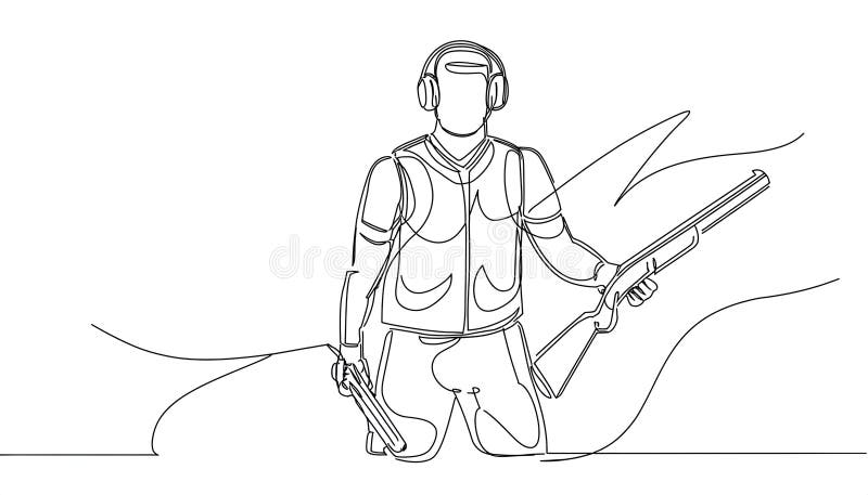 One Line Drawing and Continue for the Sport, Shooting Sport Stock ...