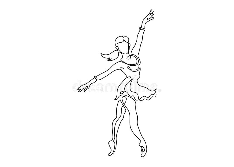 One Line Drawing or Continuous Line Ballet Dancer Stock Vector ...