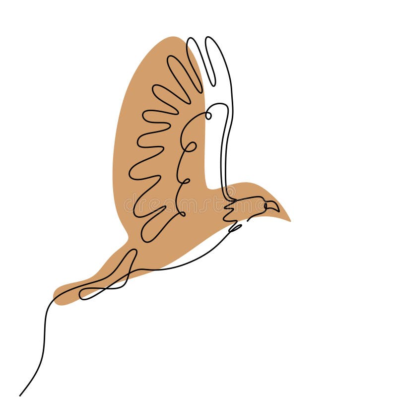 One Line Drawing Eagle Bird Flying Continuous Vector Illustration ...