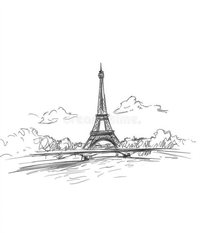One Line Drawing of the Eiffel Tower. Line Art Illustration of the ...