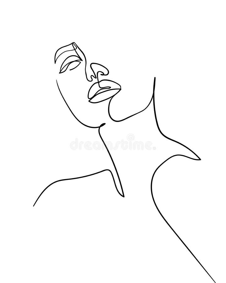 One Line Drawing Face and Body. - Vector Illustration Stock Vector ...