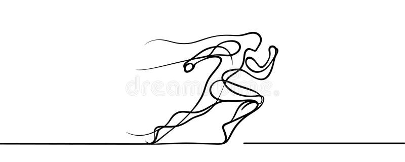 One Line Drawing of a Fast Running Athlete. Vector Illustration Stock ...