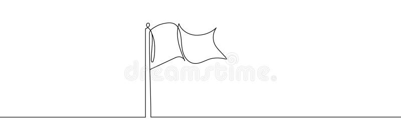 One Line Drawing of a Flag. Editable Continuous Line Stock Illustration ...