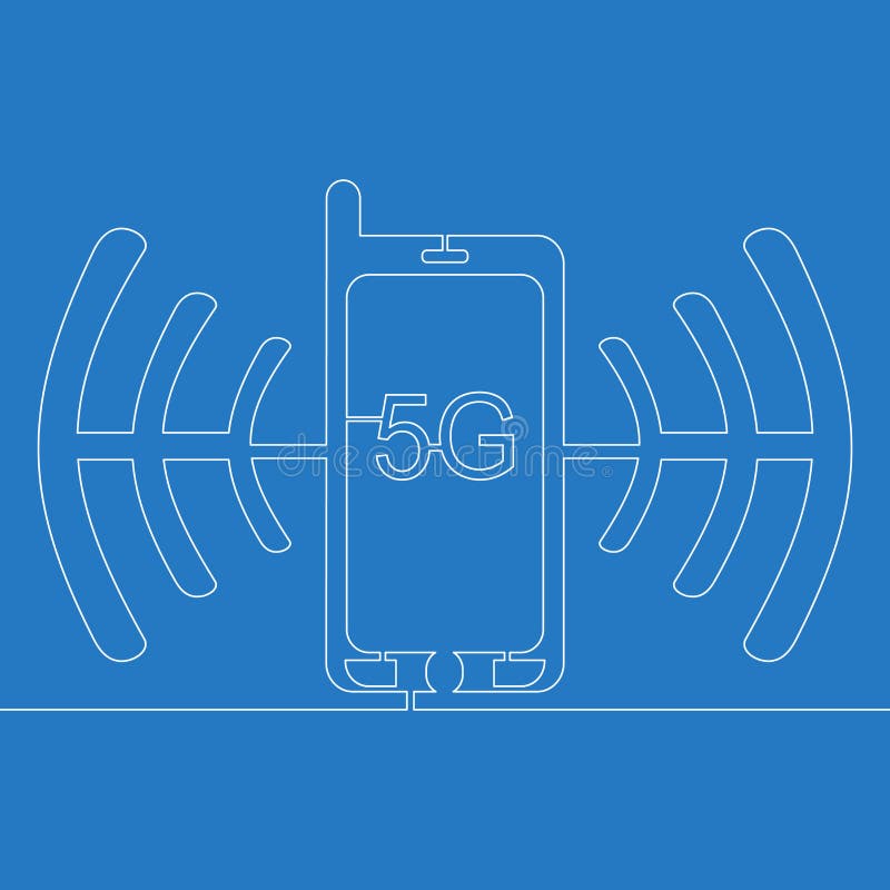 One Line Drawing 5g Internet Connection Concept Stock Vector ...