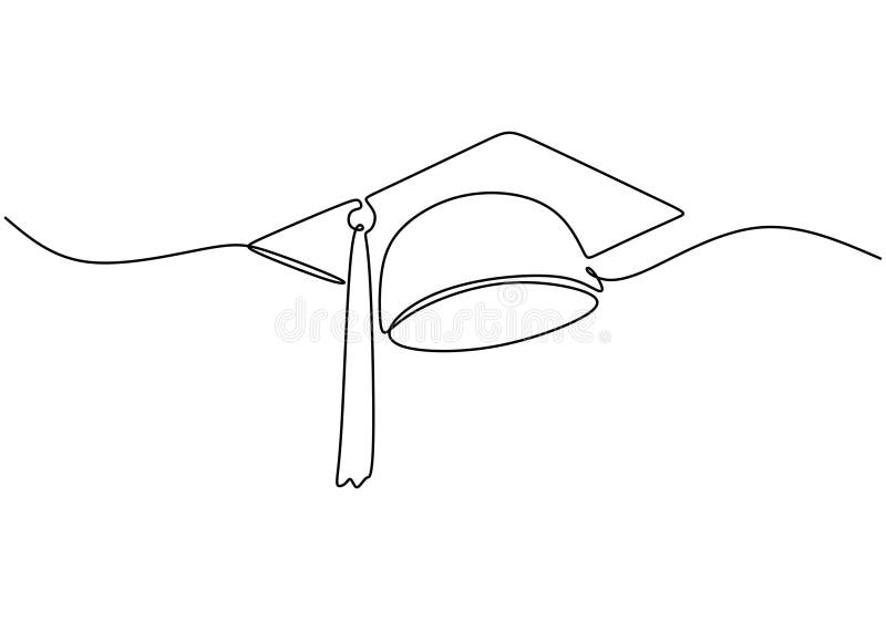 One Line Drawing of a Graduation Cap. Representing Achievement and ...