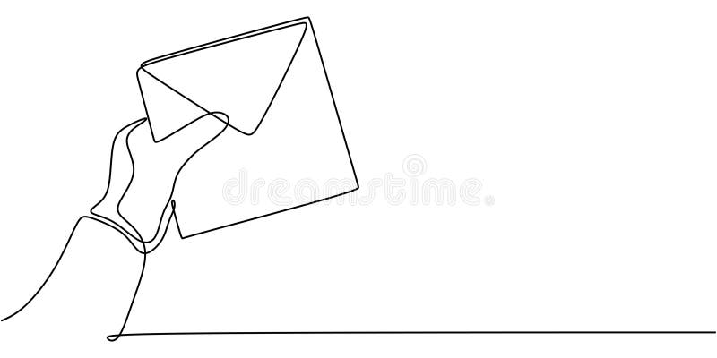 One Line Drawing of Hand Holding an Envelope. Representing ...