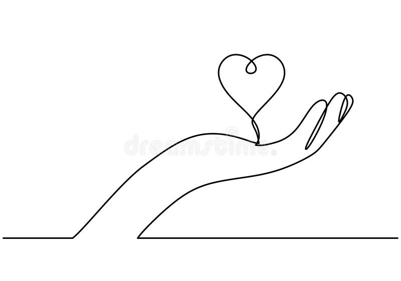 One Line Drawing Hand Holding Heart. Vector Illustration Minimalist ...