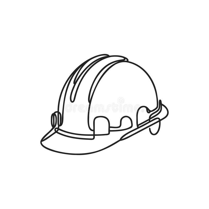 One Line Drawing of Isolated Hard Hat Stock Vector - Illustration of ...