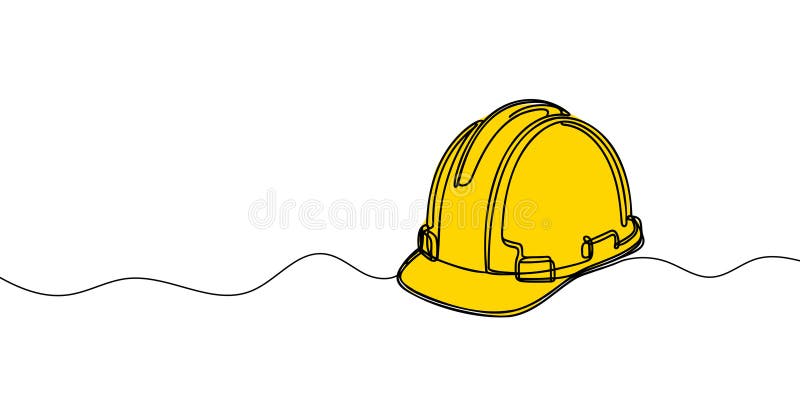 One Line Drawing of Isolated Hard Hat Stock Vector - Illustration of ...