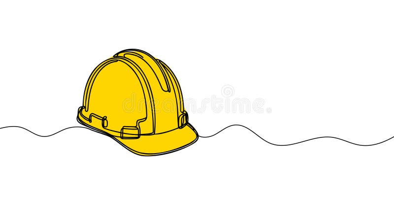 One Line Drawing of Isolated Hard Hat Stock Vector - Illustration of ...