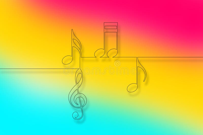 One Line Drawing of Isolated Music Notes on Colored Background Stock ...