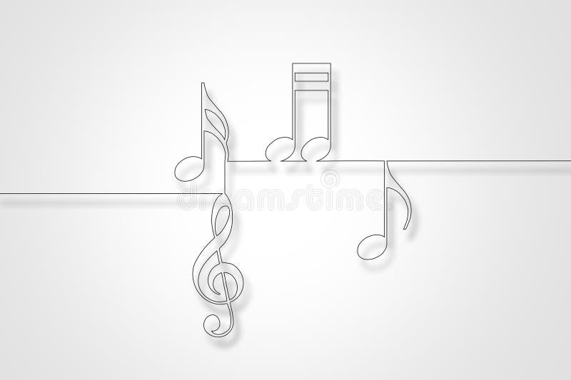 One Line Drawing of Isolated Music Notes on Colored Background Stock ...