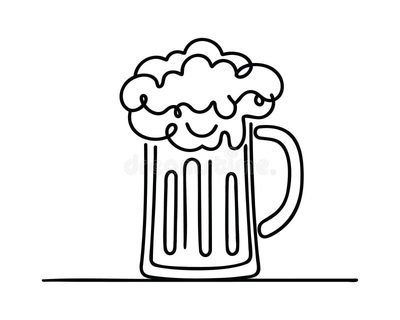 One Line Drawing of Isolated Vector Object - Beer Pint and Glass Stock ...