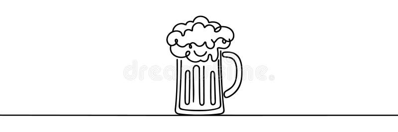 One Line Drawing of Isolated Vector Object - Beer Pint and Glass Stock ...