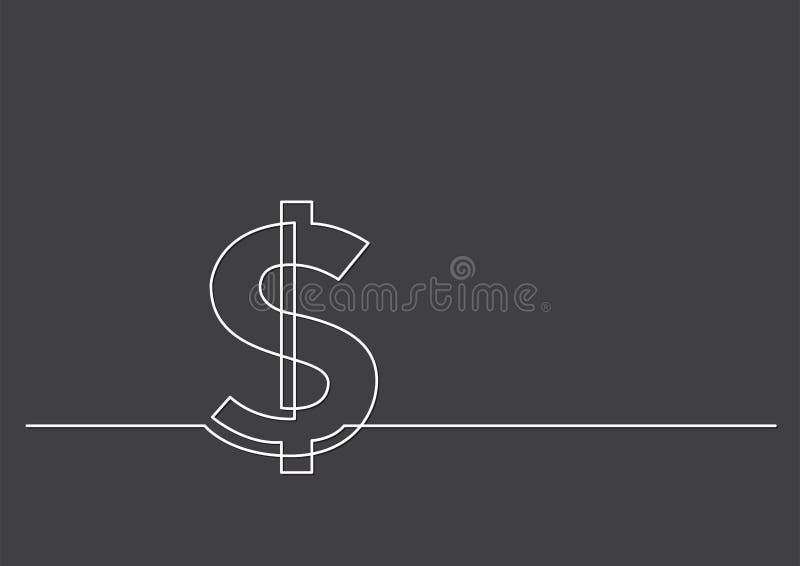 One Line Drawing of Isolated Vector Object - Dollar Sign Stock Vector ...