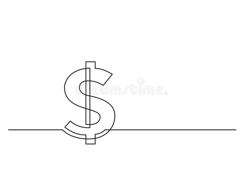One Line Drawing of Isolated Vector Object - Dollar Sign Stock Vector ...