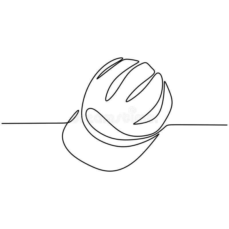 One Line Drawing of Isolated Vector Object Hard Hat. Construction ...