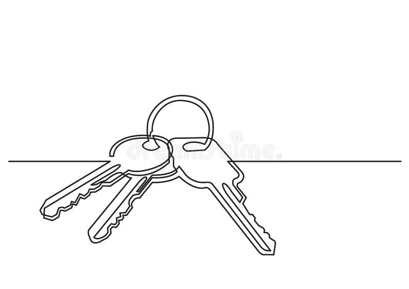 One Line Drawing of Isolated Vector Object - Keys Stock Vector ...