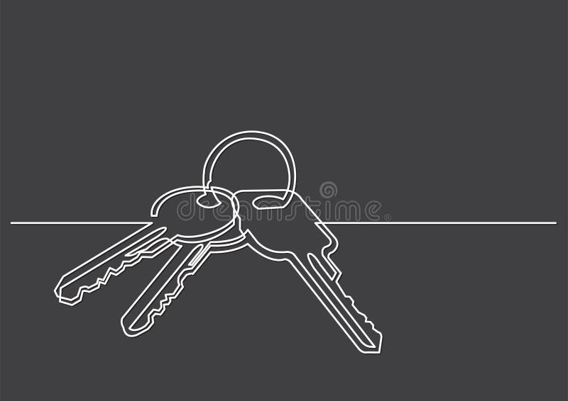 One Line Drawing of Isolated Vector Object - Keys Stock Vector ...