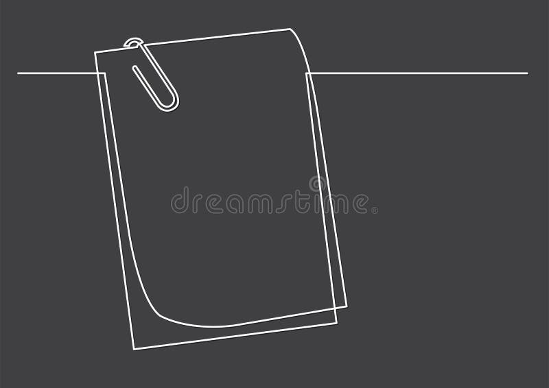 One Line Drawing of Isolated Vector Object - Papers with Paper Clip ...