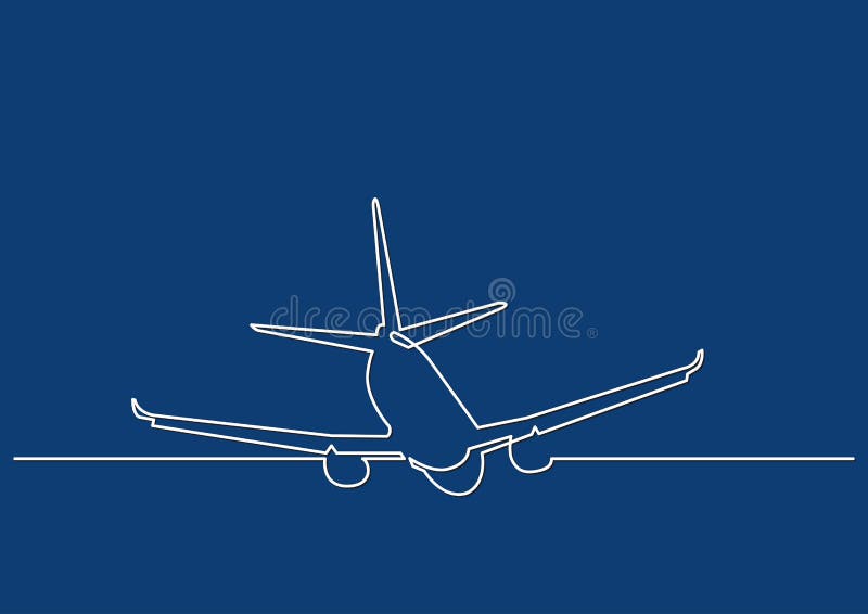 One Line Drawing of Isolated Vector Object - Passenger Airplane Stock ...