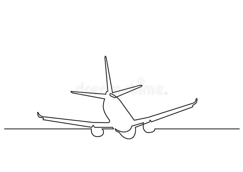 One Line Drawing of Isolated Vector Object - Passenger Airplane Stock ...