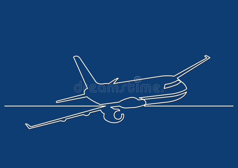 One Line Drawing of Isolated Vector Object - Passenger Airplane Stock ...