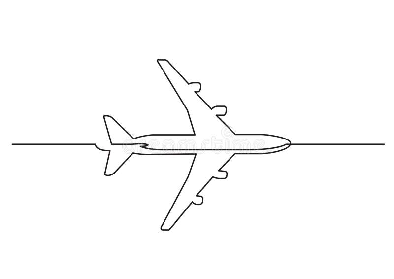 One Line Drawing of Isolated Vector Object - Passenger Airplane Stock ...