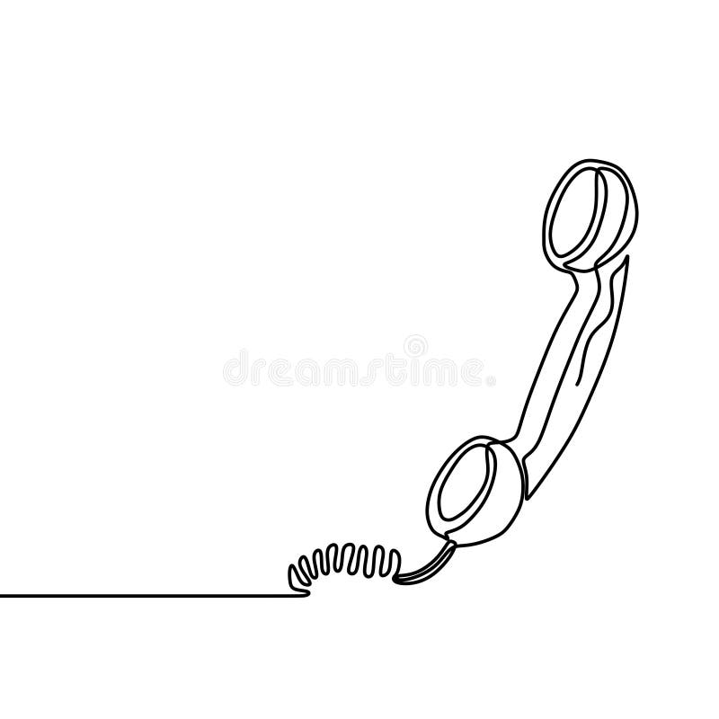 One Line Drawing of Isolated Vector Object Phone Receiver. Telephone ...
