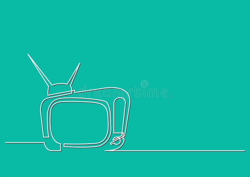 One Line Drawing of Isolated Vector Object - Retro Television Set Stock ...