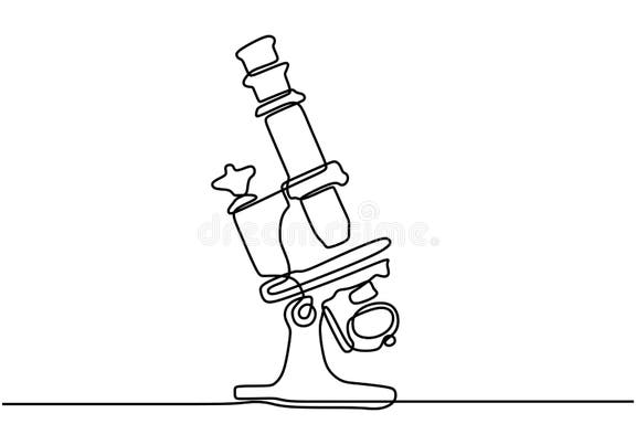 One Line Drawing of Isolated Vector Object - Scientific Microscope with ...