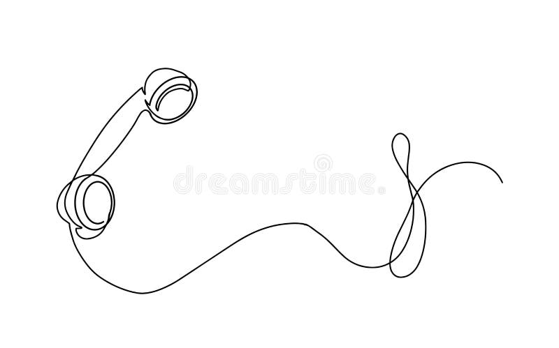 One Line Drawing of Isolated Vector Object Telephone Receiver. Vintage ...
