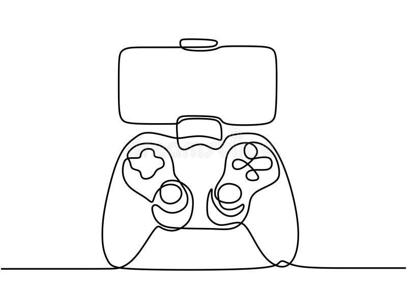 One Line Drawing of a Joystick and Gaming Console. Highlights Essential ...