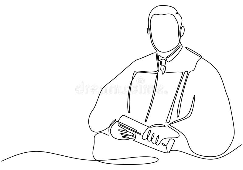 One Line Drawing of a Judge in a Robe, Simple Representation of the ...