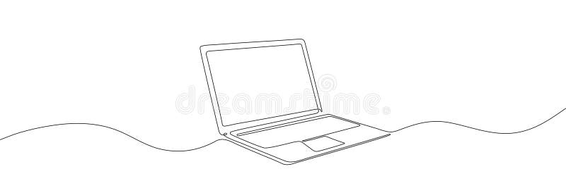 One Line Drawing of Laptop Gadget Stock Vector - Illustration of design ...