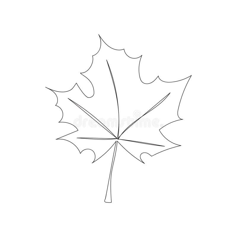 One Line Drawing of Autumn Leaf. Autumn Script Font and Leaves Isolated ...