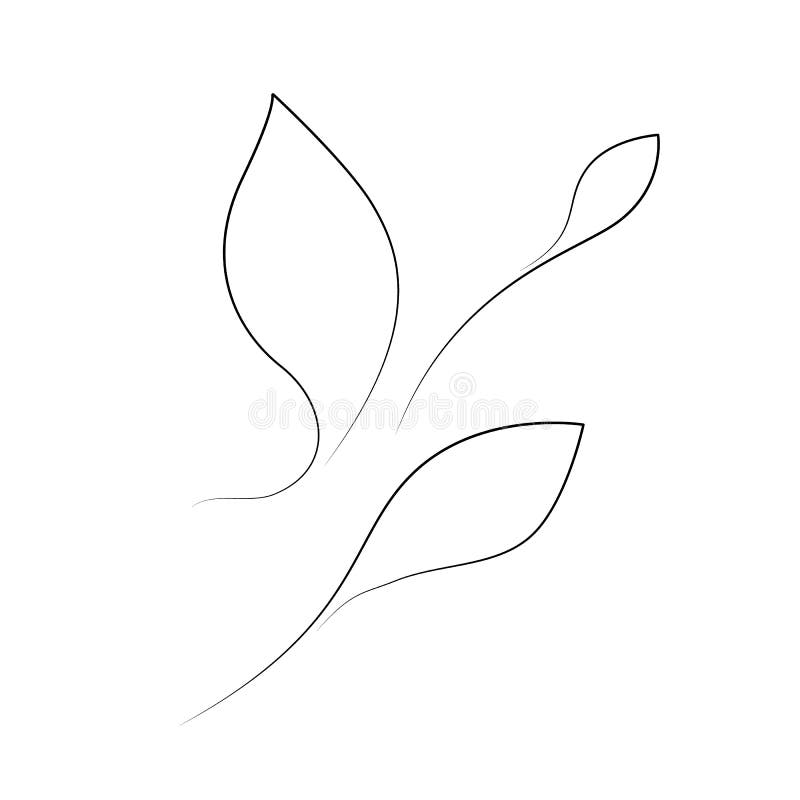 One Line Drawing Leaf. Minimal One Line Drawing Stock Illustration ...