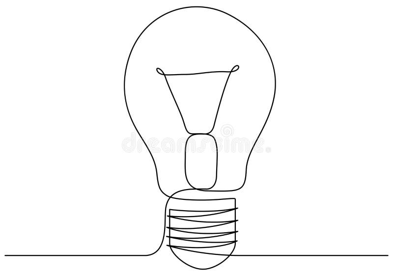 One Line Drawing Light Bulb Symbol Idea. Continuous Line Style. Vector ... One Line Drawing Light Bulb Symbol Idea. Continuous Line Style. Vector ...