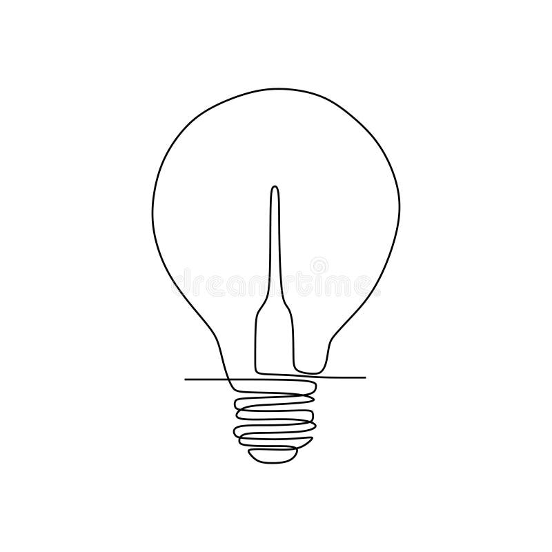 One Line Drawing Light Bulb Symbol Idea And Creativity Isolated On ...